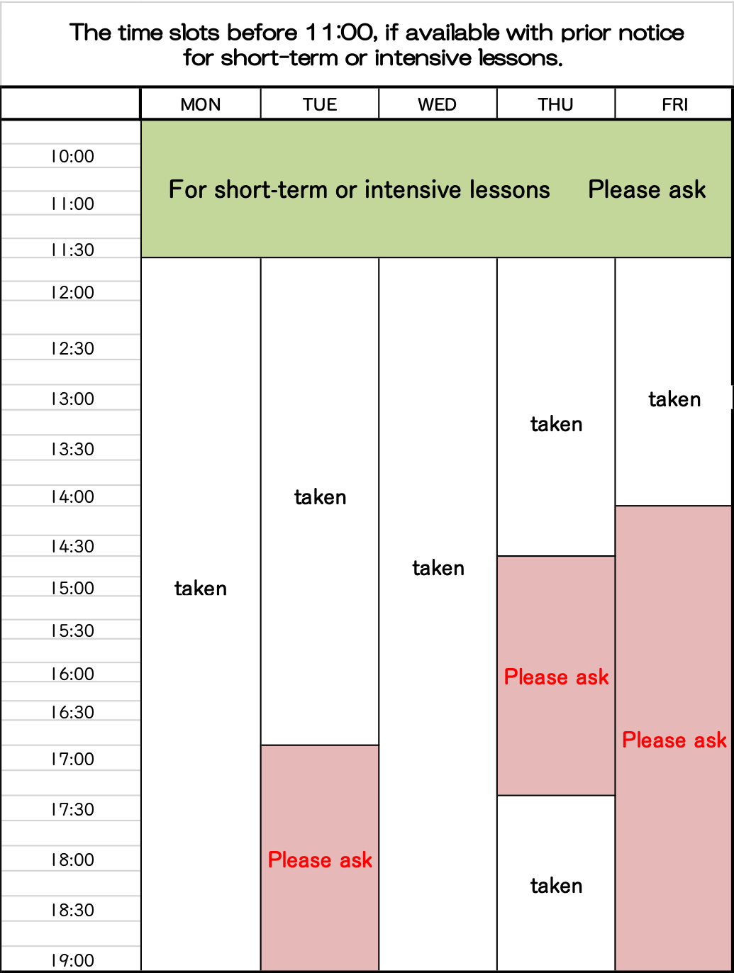 schedule | JPNLessonOsaka
