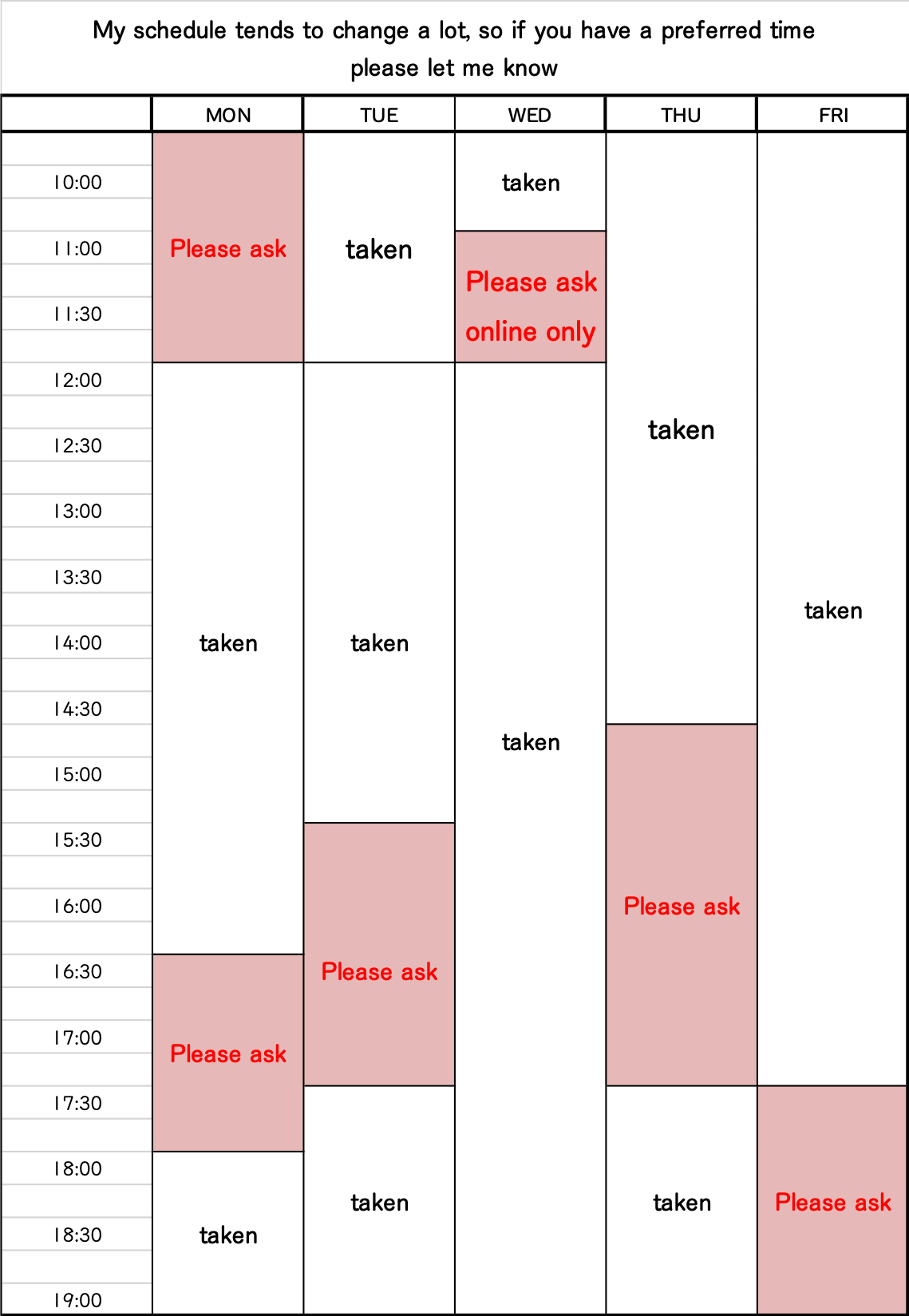 schedule | JPNLessonOsaka